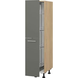 Apothekerschrank KOCHSTATION, B:30cm H:150cm T:56cm, grau, K&uuml;che, Schr&auml;nke, ""KS-Scafa"", Breite 30 cm, mit 4 Einlegek&ouml;rben