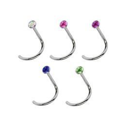 Adelia´s ADELIA ́S Damen Nasenpiercing "Piercing Piercing Nasenpiercing", bunt, Titan, Piercings, Titan Nasen Piercing Set 5 bunte Nasenstecker mit Spirale -