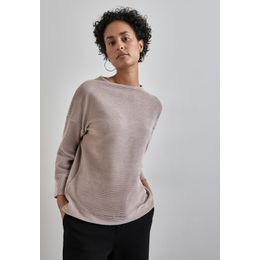 Street One Damen Langarmshirt, beige, Gr. 34, gestreift, Web, 66% Baumwolle, 32% Polyester, 2% Elasthan, Shirts, mit Turtleneck