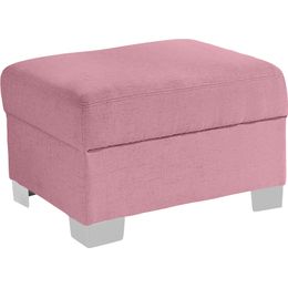 Hocker DOMO collection, B:67cm H:41cm T:52cm, rosa, Struktur fein (100% Polyester);Feinstruktur (100% Polyester);Luxus-Microfaser (100% Polyester),