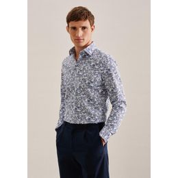 Seidensticker Herren Businesshemd "Slim", blau, Gr. 40, geblümt, 60% Baumwolle, 35% Polyester, 5% Elasthan, Hemden, Slim Langarm Kentkragen Floral