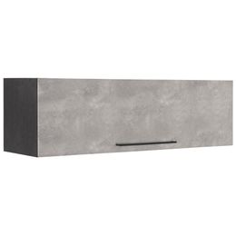 Klapphängeschrank KOCHSTATION, B:110cm H:33cm T:34cm, grau, Schränke, "KS-Tulsa", 110 cm breit, mit 1 Klappe, schwarzer Metallgriff, MDF Front