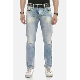 Cipo & Baxx CIPO & BAXX Herren Regular-fit-Jeans "DENIM", blau, Gr. 34, unifarben, 100% Baumwolle, Jeans, bequeme Jeans mit heller Waschung, CD596