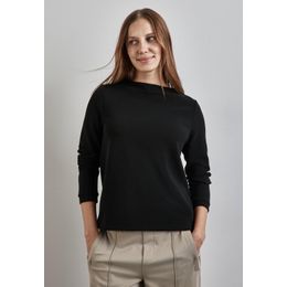Street One Damen Langarmshirt, schwarz, Gr. 34, unifarben, Stoff, 65% Polyester, 33% Viskose, 2% Elasthan, Shirts, mit feinem Streifenmuster