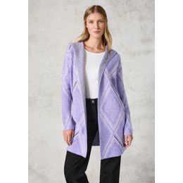 Cecil Damen Cardigan, lila, Gr. L, bedruckt, Stoff, 42% Polyacryl, 31% Polyester, 27% Baumwolle, Strickjacken, mit grafischem Muster
