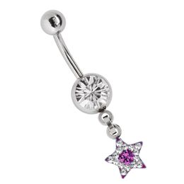 Adelia&acute;s ADELIA ́S Damen Bauchnabelpiercing "Piercing Bauchnabelpiercing", onesize, lila, Chirurgiestahl, Piercings, Banane mit 8 mm Zirkoniakugel in klar