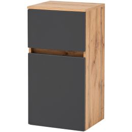 Unterschrank Welltime, B:40cm H:79cm T:35cm, grau, Holzwerkstoff, Badezimmer, Schr&auml;nke, "Kaunas", 40 cm breit, mit Schubkasten, Soft-Close-Funktion