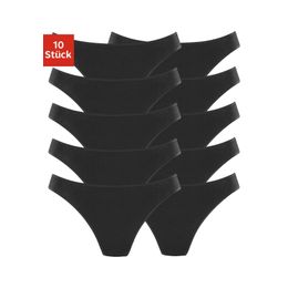 Petite Fleur Damen String, Gr. 32, schwarz, Single Jersey, Obermaterial: 95% Baumwolle, 5% Elasthan, unifarben, Unterhosen, aus elastischer Baumwolle