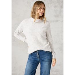 Cecil Damen Rundhalspullover, beige, Gr. XXL, unifarben, Web, 55% Baumwolle, 22% Polyester, 20% Nylon, 3% Elasthan, Pullover, im soften Baumwoll-Mix