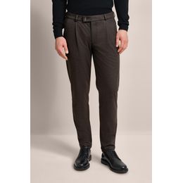 Bugatti Herren Bundfaltenhose, braun, Gr. 35, unifarben, 57% Polyester, 39% Viskose, 4% Elasthan, Hosen, mit modernem Schnitt