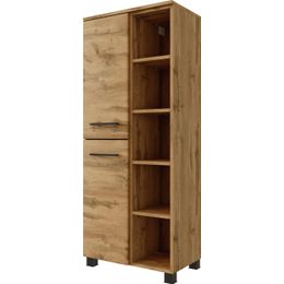 Midischrank Welltime, B:55cm H:130cm T:35cm, braun, MDF, Badezimmer, Schränke, "Chicago"