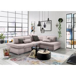 Ecksofa, B:291cm H:80cm T:226cm, grau, SET ONE BY Musterring, Wohnzimmer, Sofas, "SO 4100 mit komfortablen Federkern und Kopfteilverstellung",