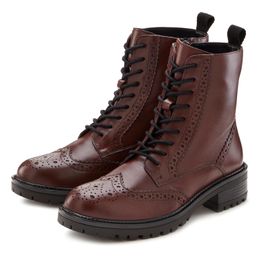 Lascana Damen Schnürboots, Gr. 40, rot, Obermaterial: 100% Schafsleder. Decksohle: 100% Synthetik. Futter: 75% Textilmaterial, 25% Lederimitat.