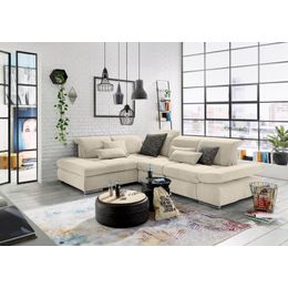 Ecksofa, B:291cm H:80cm T:226cm, beige, SET ONE BY Musterring, Wohnzimmer, Sofas, "SO 4100 mit komfortablen Federkern und Kopfteilverstellung",