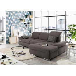 Ecksofa, B:284cm H:80cm T:190cm, braun, SET ONE BY Musterring, Wohnzimmer, Sofas, "SO4100 V", mit verstellbaren Kopfteilen, wahlweise mit Funktionen,