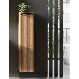 Midischrank Welltime, B:30cm H:130cm T:35cm, braun, Holzwerkstoff, Badezimmer, Schr&auml;nke, Welltime, Breite 30 cm, reversibel, 1 T&uuml;r, ged&auml;mpft
