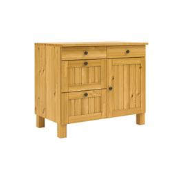 Unterschrank Home Affaire, B:100cm H:85cm T:60cm, beige, Massivholz, K&uuml;che, Schr&auml;nke, "Alby2", Mit Metallgriffen, Breite 100 cm