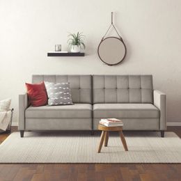 3-Sitzer DOREL HOME, B:203cm H:83cm T:83cm, grau, Veloursstoff 100% Polyester, Sofas, "Hartford II", Bettfunktion, R&uuml;ckenlehne 2-teilig, 3-fach