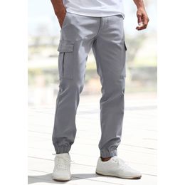 Herren Cargohose, grau, Gr. 34, AUTHENTIC LE JOGGER, unifarben, Web, Obermaterial: 97% Baumwolle, 3% Elasthan, Hosen, mit normaler Bundh&ouml;he aus
