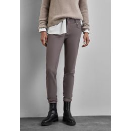 Röhrenhose Street One, Damen, Gr. 34, Länge 30, bole braun, Stoff, 88% Polyamid, 12% Elasthan, unifarben, casual, slim fit knöchelfrei, Hosen, Middle Waist