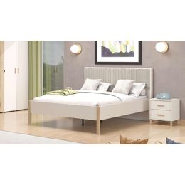 Bett Home Affaire, B:194cm H:115cm L:210,4cm, grau, 92%PES, 8%NY, Schlafzimmer, Betten, "Belfort Bett, mit gepolstertem Kopfteil, bezogen mit weichem