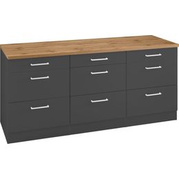 Unterschrank KOCHSTATION, B:180cm H:85cm T:60cm, grau, MDF, Küche, Schränke, "KS-Kehl", Breite 180 cm