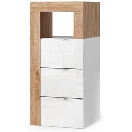 Unterschrank Welltime, B:35cm H:78cm T:35cm, braun, Holzwerkstoff, Badezimmer, Schr&auml;nke, "Hamburg H&ouml;he 78 cm, Breite 35 cm, Badkommode mit 3