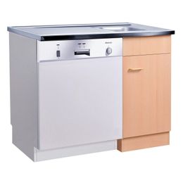Spülenschrank KOCHSTATION, B:100cm H:85cm T:60cm, braun, Holzwerkstoff, Küche, Schränke, "KS-Elster", Spülzentrum für Geschirrspüler, ohne Front
