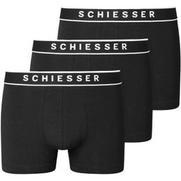 Schiesser Herren Boxer "95/5", Gr. 8, schwarz, Single Jersey, Obermaterial: 95% Baumwolle, 5% Elasthan, unifarben mit Farbeinsatz, Unterhosen, mit