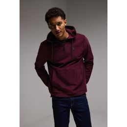 Street One MEN Herren Sweatshirt, rot, Gr. XL, unifarben, Web, 98% Baumwolle, 2% Elasthan, Sweatshirts, mit Kängurutasche