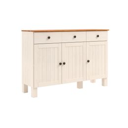 Anrichte Home Affaire, B:125cm H:85cm T:38cm, gelb, FSC-zertifiziertes Massivholz, Küche, Sideboards, "Alby2", Mit 3 Türen, 3 Schubkästen und