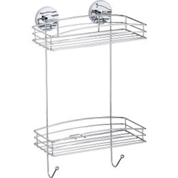 Duschablage Wenko, B:15,5cm H:44cm T:26cm, silber, Stahl, Regale, "Wandregal", 2 Etagen