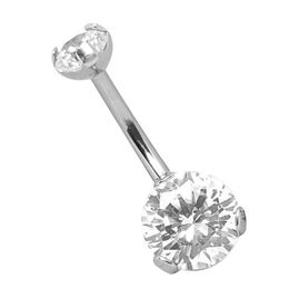 Adelia&acute;s ADELIA ́S Damen Bauchnabelpiercing "Piercing Bauchnabelpiercing", onesize, silber, Titan, Piercings, Mit 8 mm gefasstem Stein und 5 mm Stein