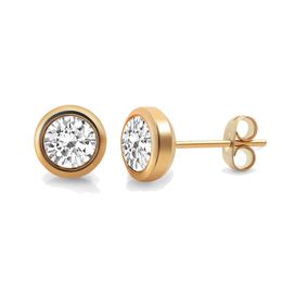 ZEEme Damen Paar Ohrstecker "Edelstahl ros&eacute;-vergoldet mit wei&szlig;em Zirkonia-Stein 7mm", rot, Edelstahl, Ohrringe