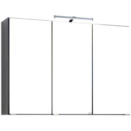 Spiegelschrank Welltime, B:90cm H:66cm T:20cm, grau, Spanplatte, Badezimmer, Schränke, "Texas", Breite 90 cm, mit LED-Beleuchtung