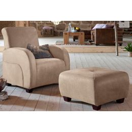 Hocker Home Affaire, B:67cm H:62cm T:42cm, beige, Microfaser in Antiklederoptik (100% Polyester);Microfaser PRIMABELLE (100% Polyester), Garten,
