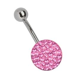 Adelia&acute;s ADELIA ́S Damen Bauchnabelpiercing "Piercing Bauchnabelpiercing", onesize, rosa, Chirurgiestahl, Piercings, 11 mm Multi-Strass-Platte