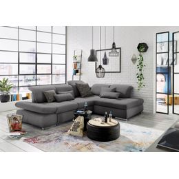 Ecksofa, B:291cm H:80cm T:226cm, grau, SET ONE BY Musterring, Wohnzimmer, Sofas, "SO 4100 mit komfortablen Federkern und Kopfteilverstellung",