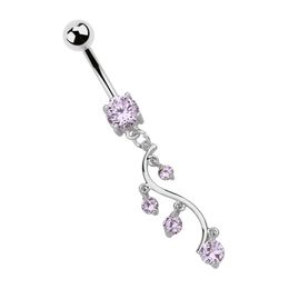 Adelia&acute;s ADELIA ́S Damen Bauchnabelpiercing "Piercing Bauchnabelpiercing", onesize, lila, Chirurgiestahl, Piercings, Mit 7 mm gefasstem Stein und Anh&auml;nger