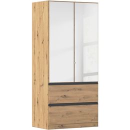 Drehtürenschrank Rauch, B:90cm H:197cm T:54cm, braun, Holzwerkstoff, Schränke, "Kleiderschrank Schrank Garderobe Wäscheschrank COSTA in 3 Breiten",