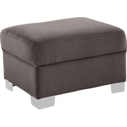Hocker DOMO collection, B:67cm H:41cm T:52cm, grau, Struktur fein (100% Polyester);Feinstruktur (100% Polyester);Luxus-Microfaser (100% Polyester),