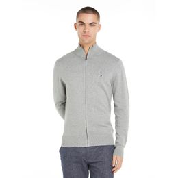 Tommy Hilfiger Herren Cardigan "PIMA ORG CTN CASHMERE ZIP THRU", grau, Gr. L, Strick, Obermaterial: 95% Baumwolle, 5% Kaschmir, Strickjacken