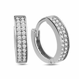 dKeniz Damen Paar Creolen "925/- Sterling Silber Pave", one-size, Silber 925 (Sterlingsilber), silber, Silber 925 (Sterlingsilber), Ohrringe