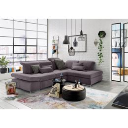 Ecksofa, B:291cm H:80cm T:226cm, grau, SET ONE BY Musterring, Wohnzimmer, Sofas, "SO 4100 mit komfortablen Federkern und Kopfteilverstellung",