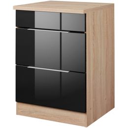 Kochfeldumbauschrank KOCHSTATION, B:60cm H:85cm T:60cm, schwarz, Holzwerkstoff, MDF, Schränke, "KS-Brindisi", 60 cm breit, für autarkes Kochfeld