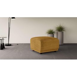 Polsterhocker Home Affaire, B:70cm H:45cm T:70cm, gelb, 100% Polyester, Hocker, "TAMMO", passend zur Serie, auch in Cord und Bouclé