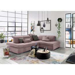 Ecksofa, B:291cm H:80cm T:226cm, lila, SET ONE BY Musterring, Wohnzimmer, Sofas, "SO 4100 mit komfortablen Federkern und Kopfteilverstellung",