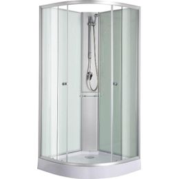 Komplettdusche Sanotechnik, B:90cm H:204cm T:90cm, silber, Duschkabinen, "RIO Black", Viertelkreisdusche