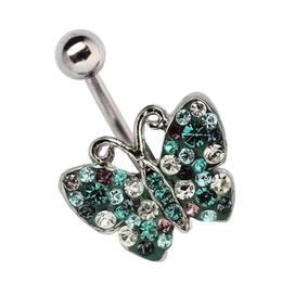 Adelia&acute;s ADELIA ́S Damen Bauchnabelpiercing "Piercing Bauchnabelpiercing", onesize, blau, Titan, Piercings, Mit vielen kleinen Steinen in verschiedenen Farben