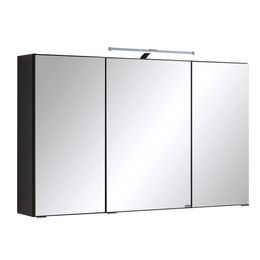 Spiegelschrank Welltime, B:100cm H:64cm T:20cm, grau, Spanplatte, Badezimmer, Schränke, "Cardiff", Breite 100 cm, mit Schalter und Steckdose